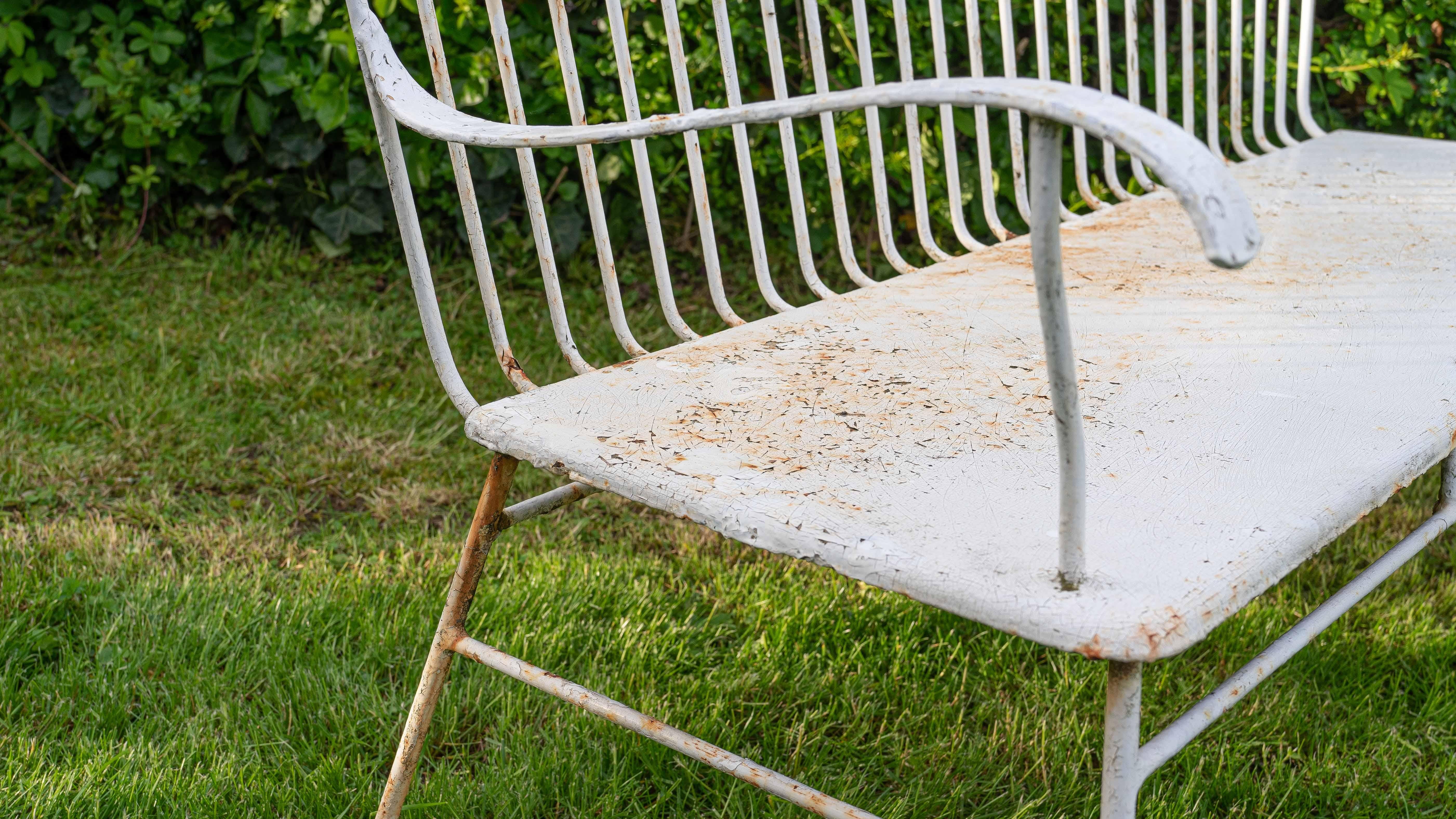 Mid Century Vintage Iron Garden Bench, 50s For Sale at 1stDibs