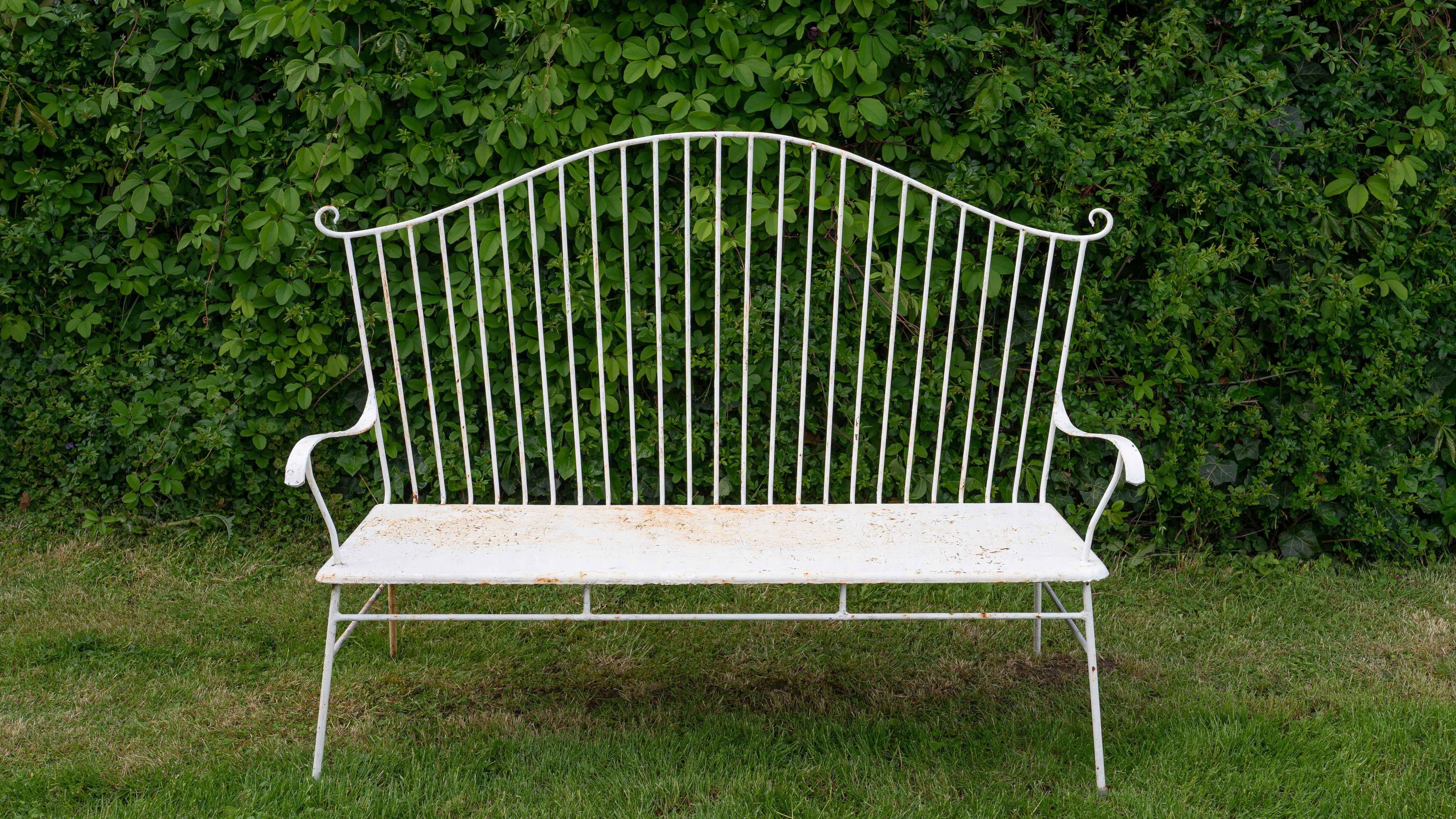 Midcentury Vintage Iron Garden Bench, 1950s For Sale at 1stDibs