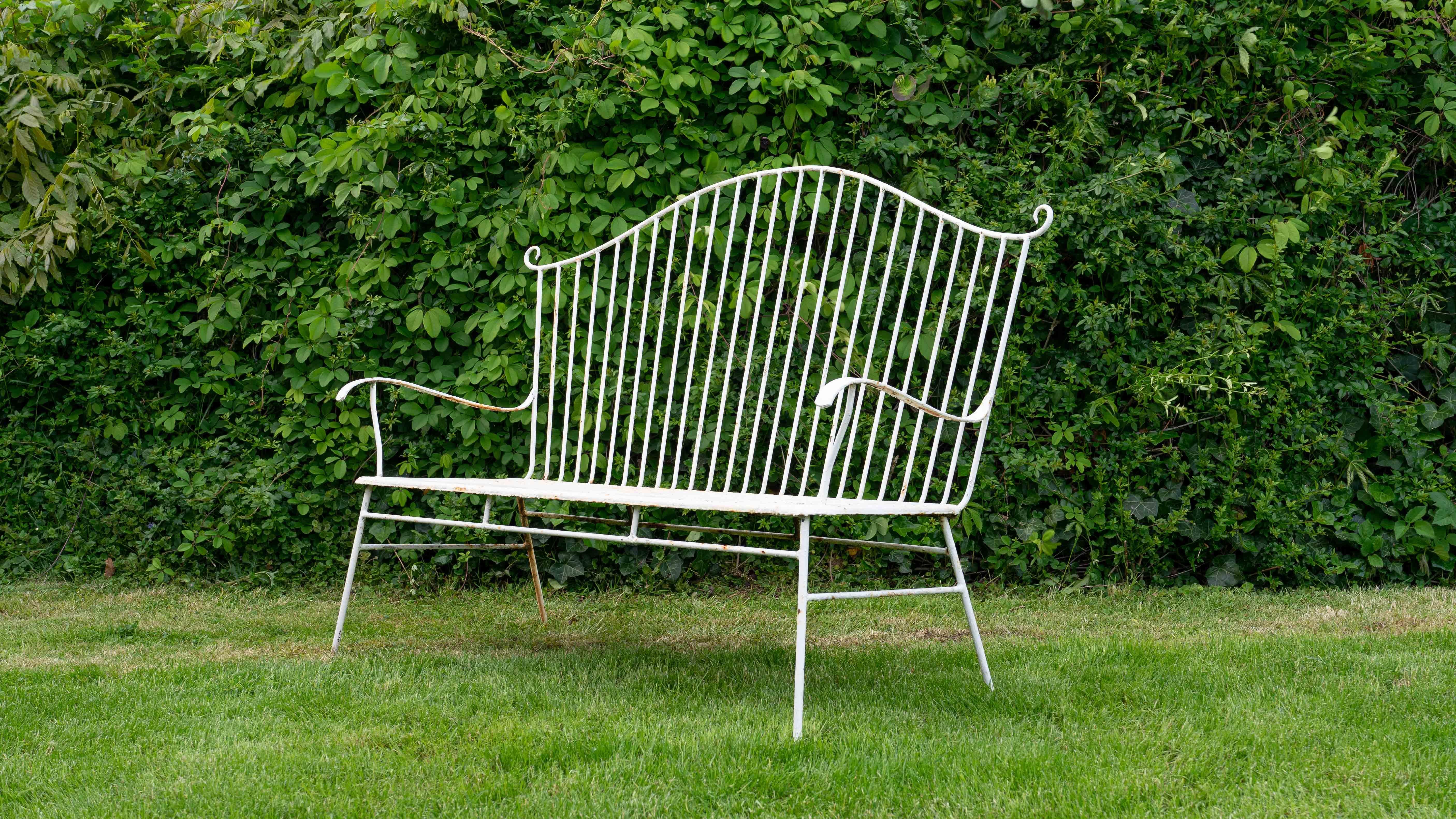 Midcentury Vintage Iron Garden Bench, 1950s at 1stDibs