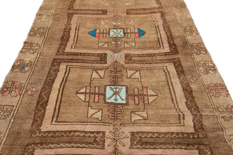 Midcentury Vintage Kars Runner Wool Rug For Sale at 1stDibs