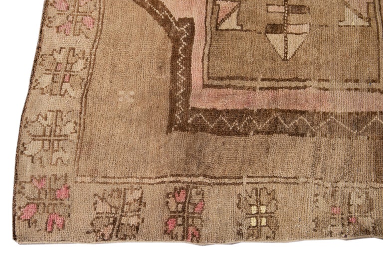 Midcentury Vintage Kars Runner Wool Rug For Sale at 1stDibs