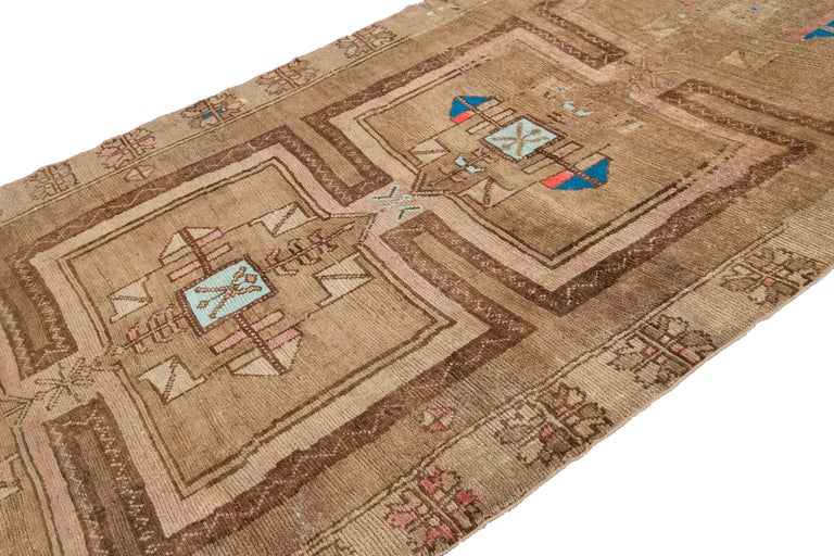 Midcentury Vintage Kars Runner Wool Rug For Sale at 1stDibs