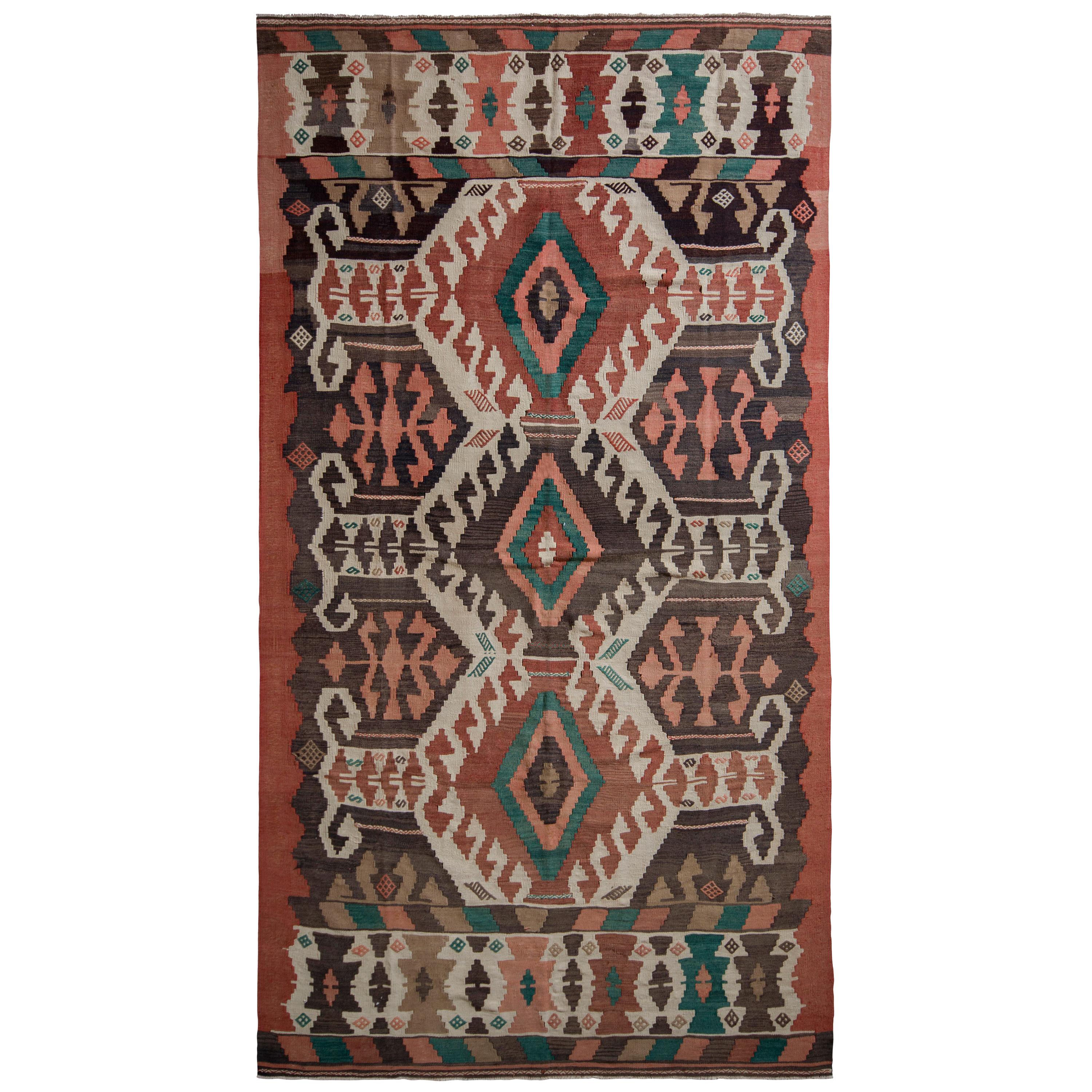 Antique Tribal Geometric Design Kilim Rug For Sale at 1stDibs