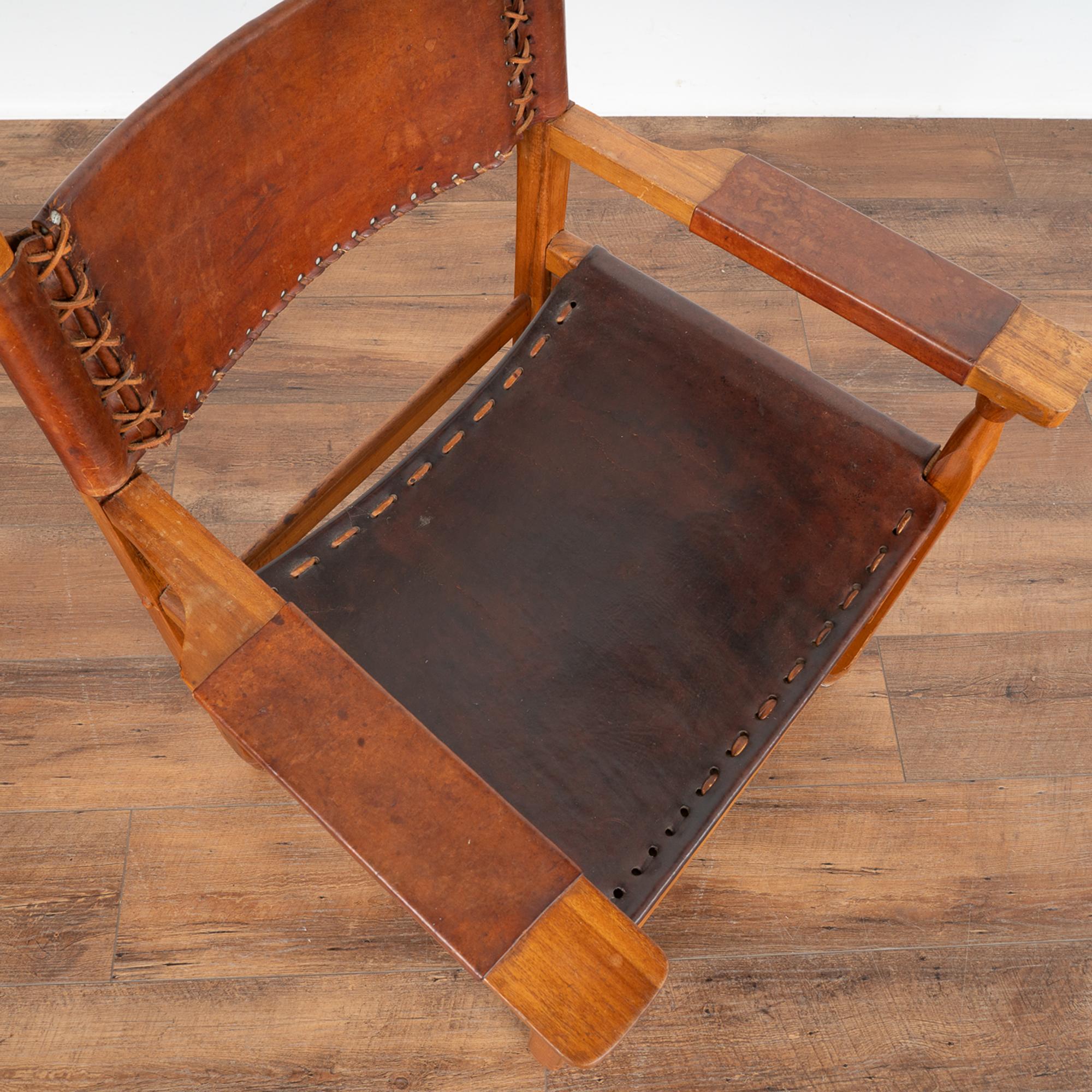 Mid Century Vintage Leather Chair With Decorative Stitching, circa 1960 ...