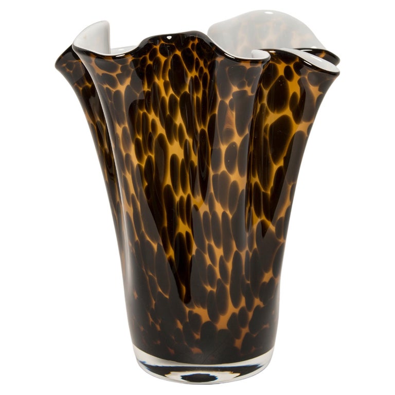 Mid Century Vintage Leopard Brown Frill Vase, Italy, 1960s For Sale at ...