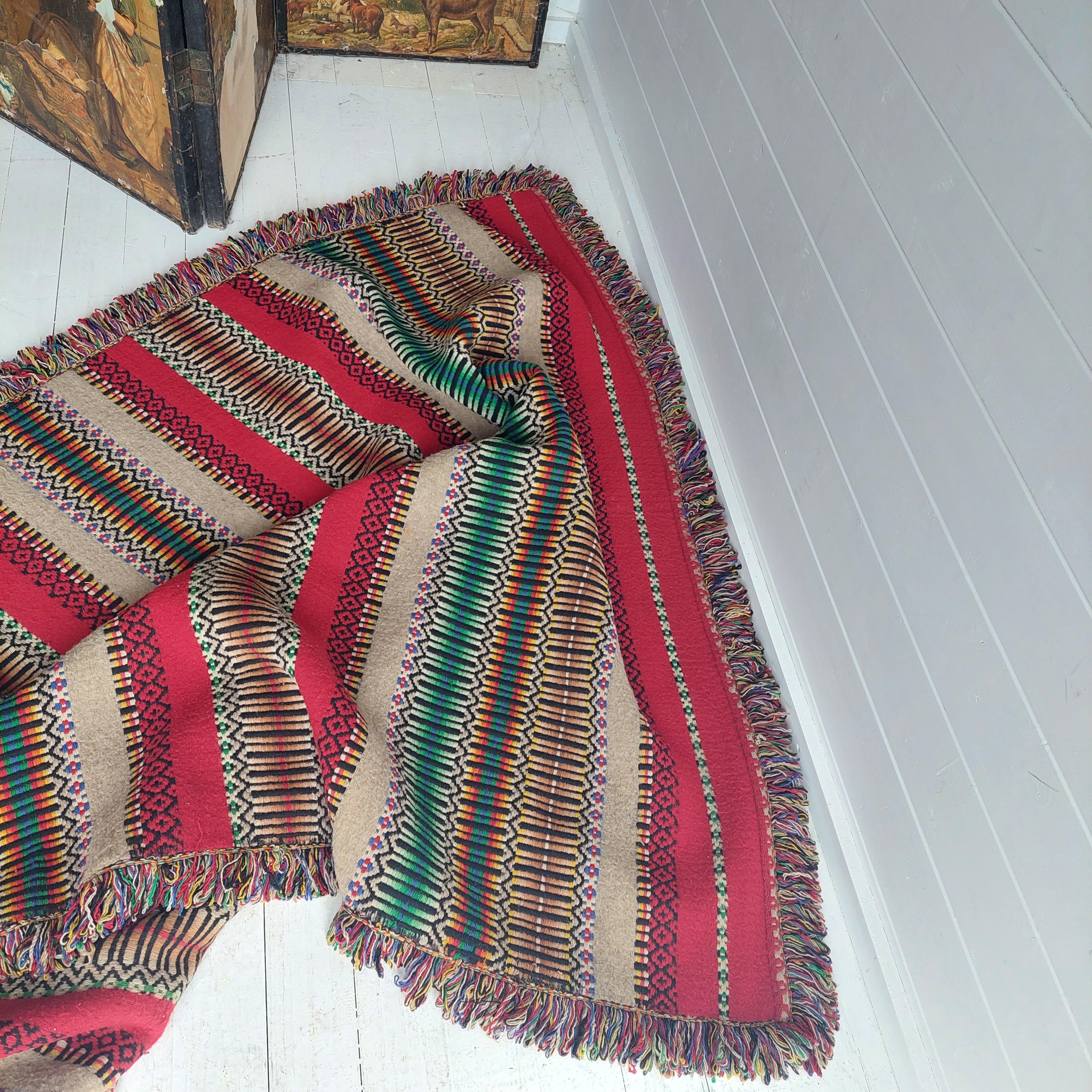 Mid-Century Vintage Portuguese Blanket, Wall Hanging 100% Wool Rug, 70s ...