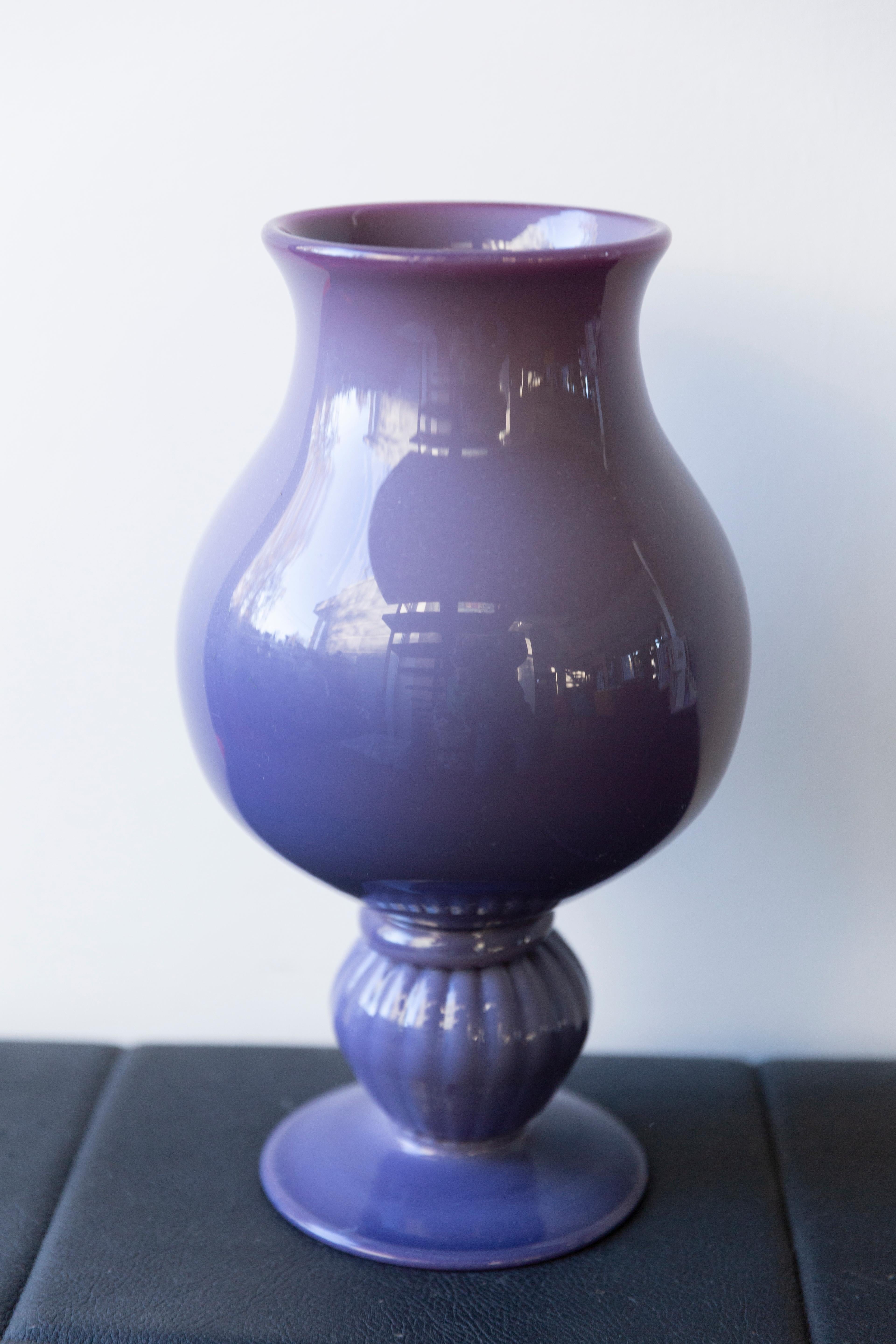 Mid Century Vintage Purple Big Decorative Glass Vase, Europe, 1960s For ...