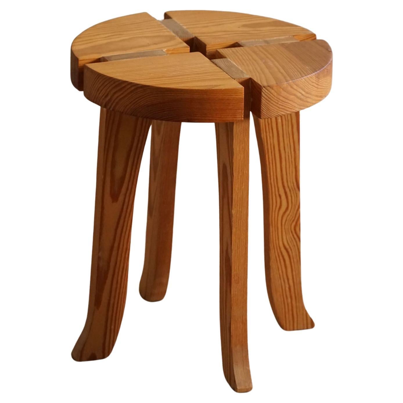 Mid Century Vintage Side Table / Stool in Solid Pine, Danish Modern ...