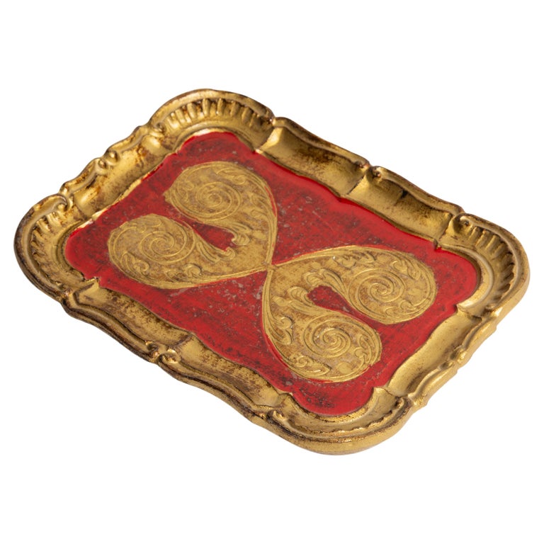 Midcentury Vintage Small Red Decorative Wood Plate, Italy, 1960s For ...