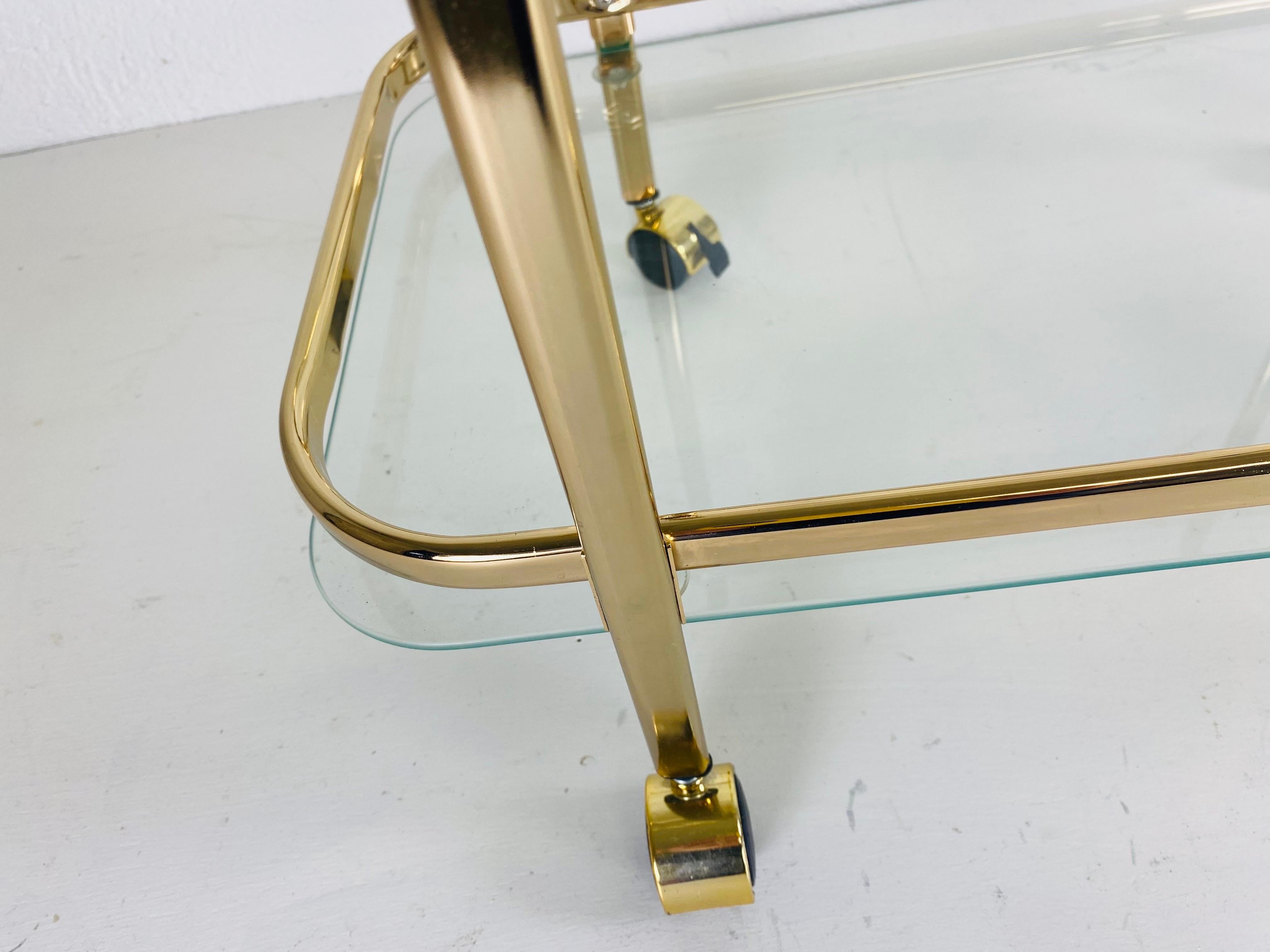 Mid-century vintage solid brass bar trolley after milo Baughman For ...