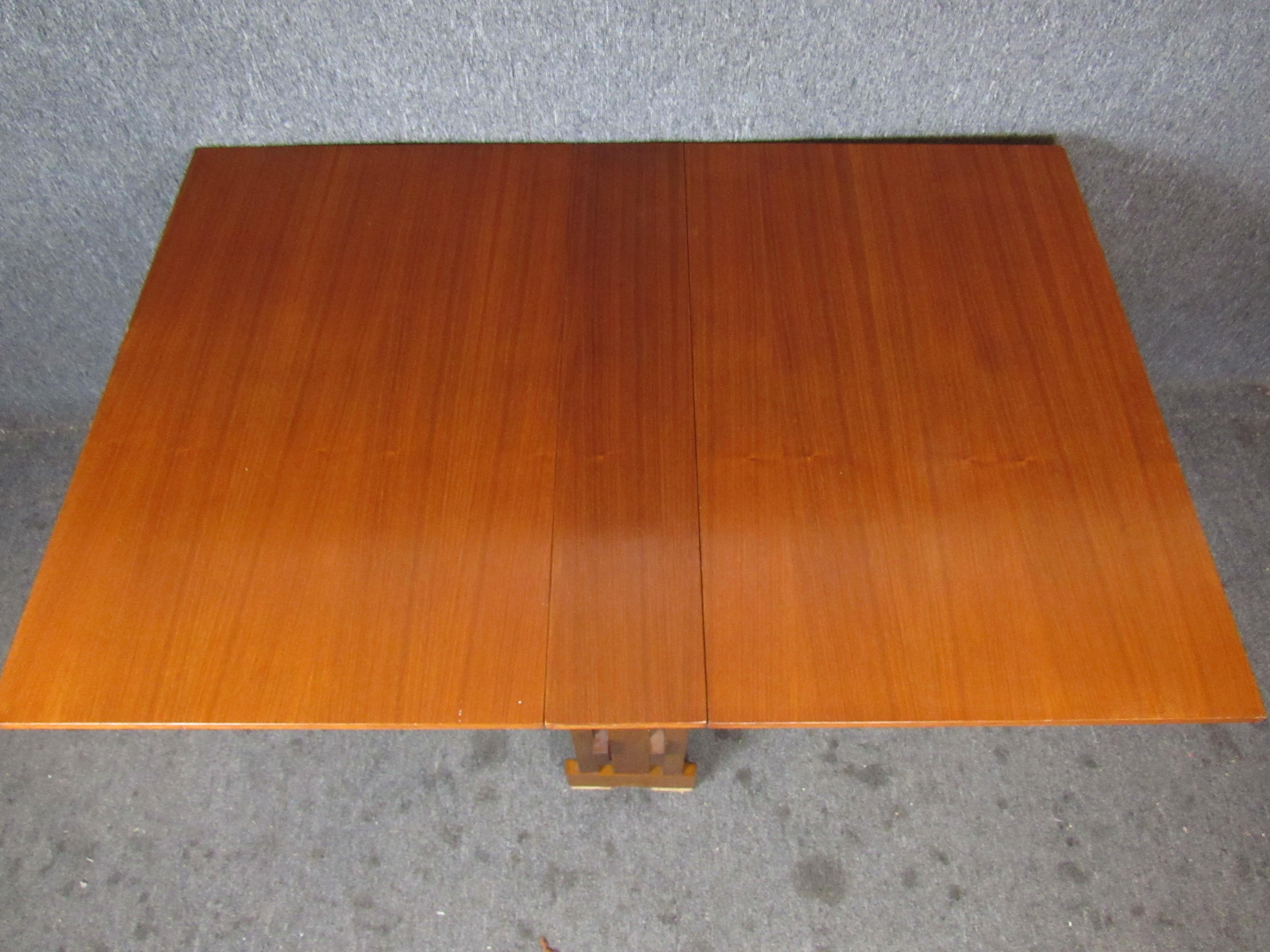 Midcentury Vintage Teak Drop Leaf Table For Sale at 1stDibs