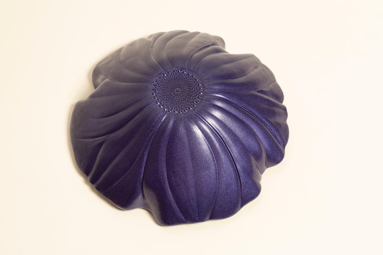 Midcentury Vintage Violet Purple Flower Decorative Glass Plate, Italy ...