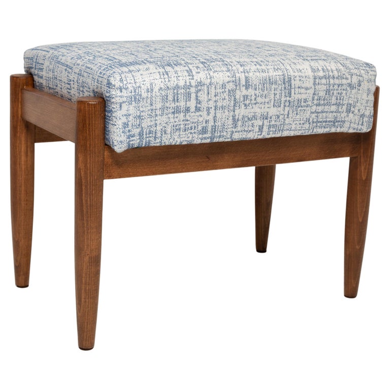 Midcentury Vintage White and Blue Linen Stool, Edmund Homa, Europe ...