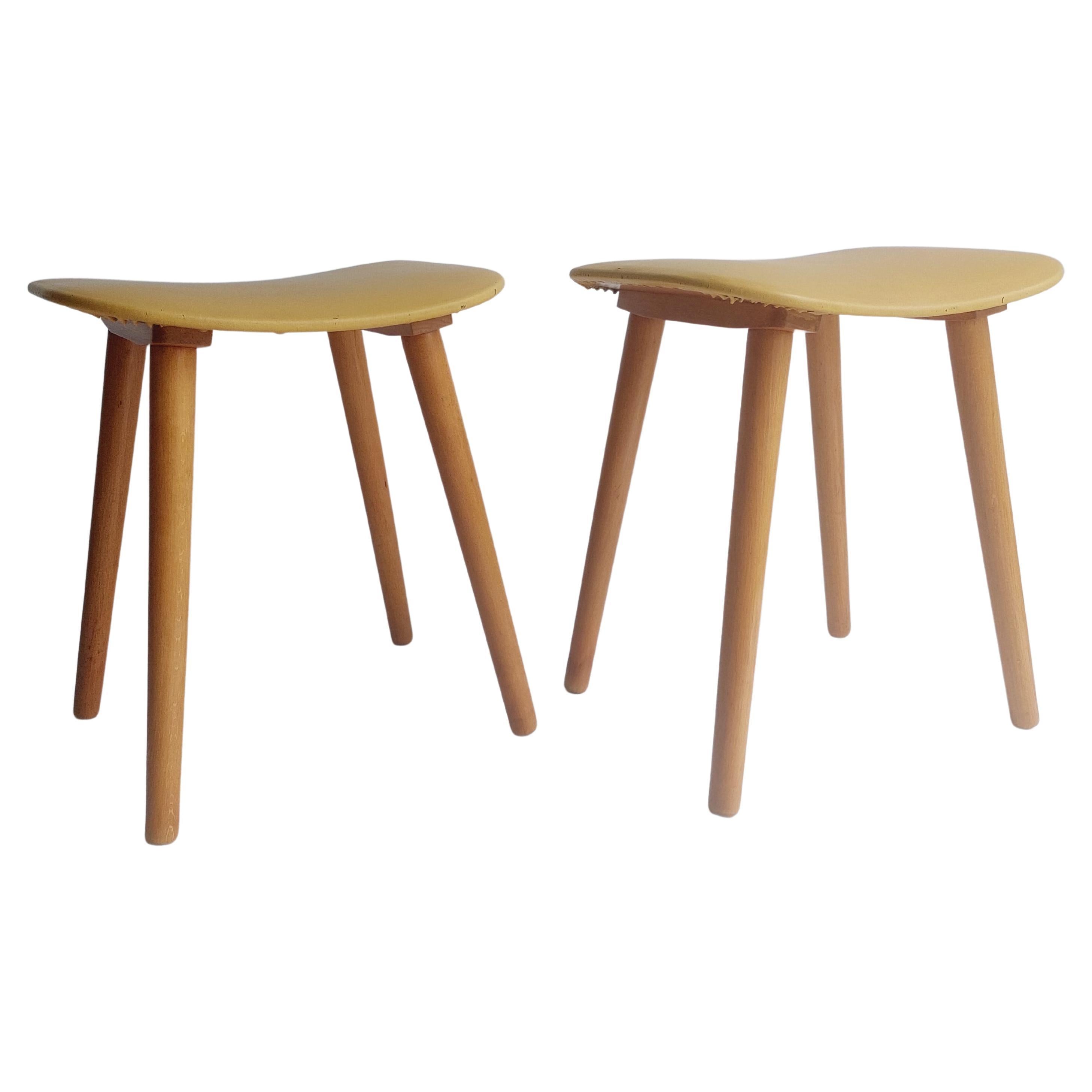 Mid Century Scandinavian Rustic Wood And Straw Stool Charlotte Perriand ...