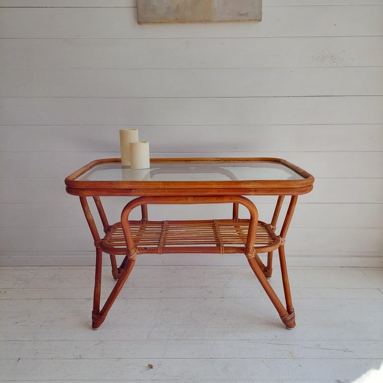 Mid Century Vntg Rohe Noorwolde Style Bamboo And Glass Coffee Table ...