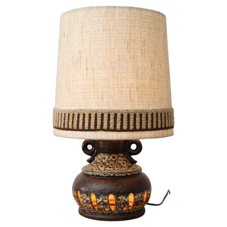 Midcentury W. German Ceramic Table Lamp with Cut-Outs For Sale at 1stDibs