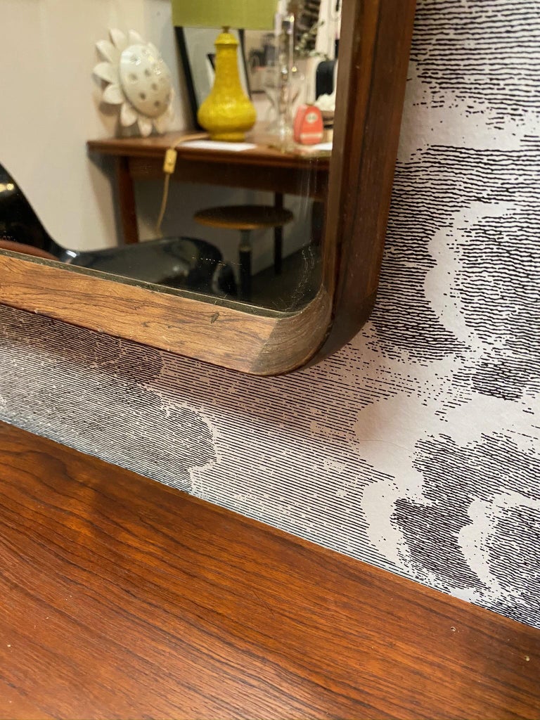 Midcentury Wall Hanging Mirror with Console Shelf by Th. Poss' Eftf ...