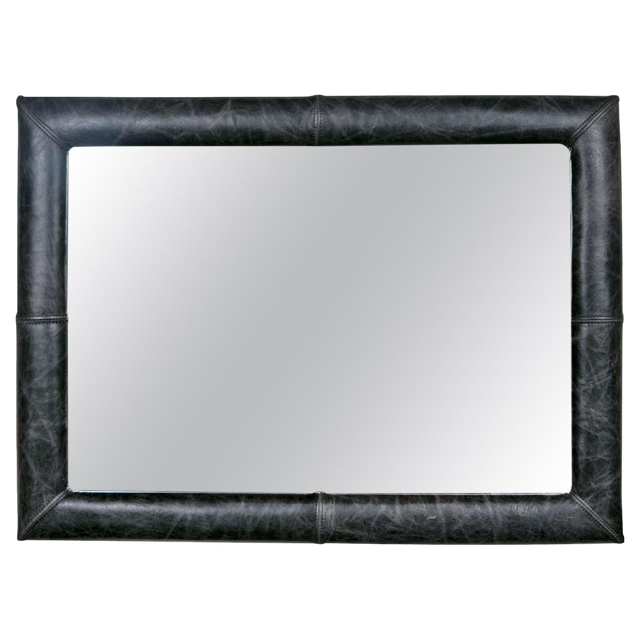 Mid-Century Modern Embossed Leather Snakeskin Mirror at 1stDibs