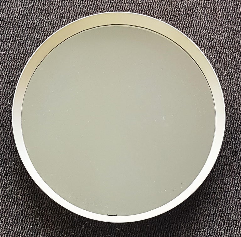Mid-Century Wall Mirror, White Round, Italy, 1960s For Sale at 1stDibs