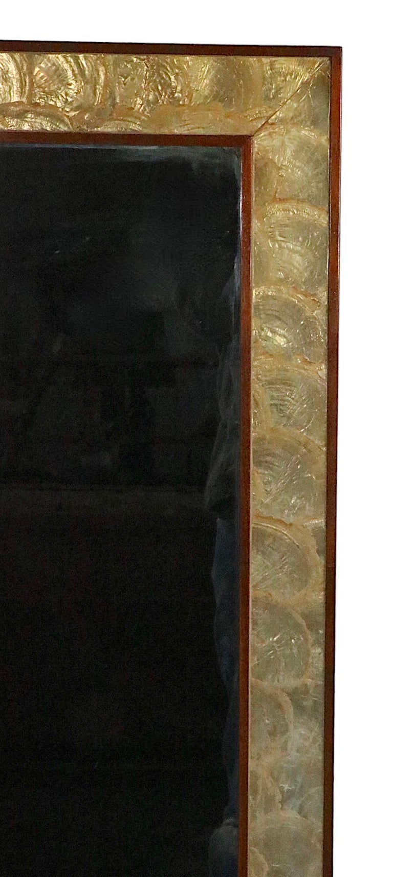 Midcentury Wall Mirror with Walnut and Capiz Shell Frame For Sale at ...