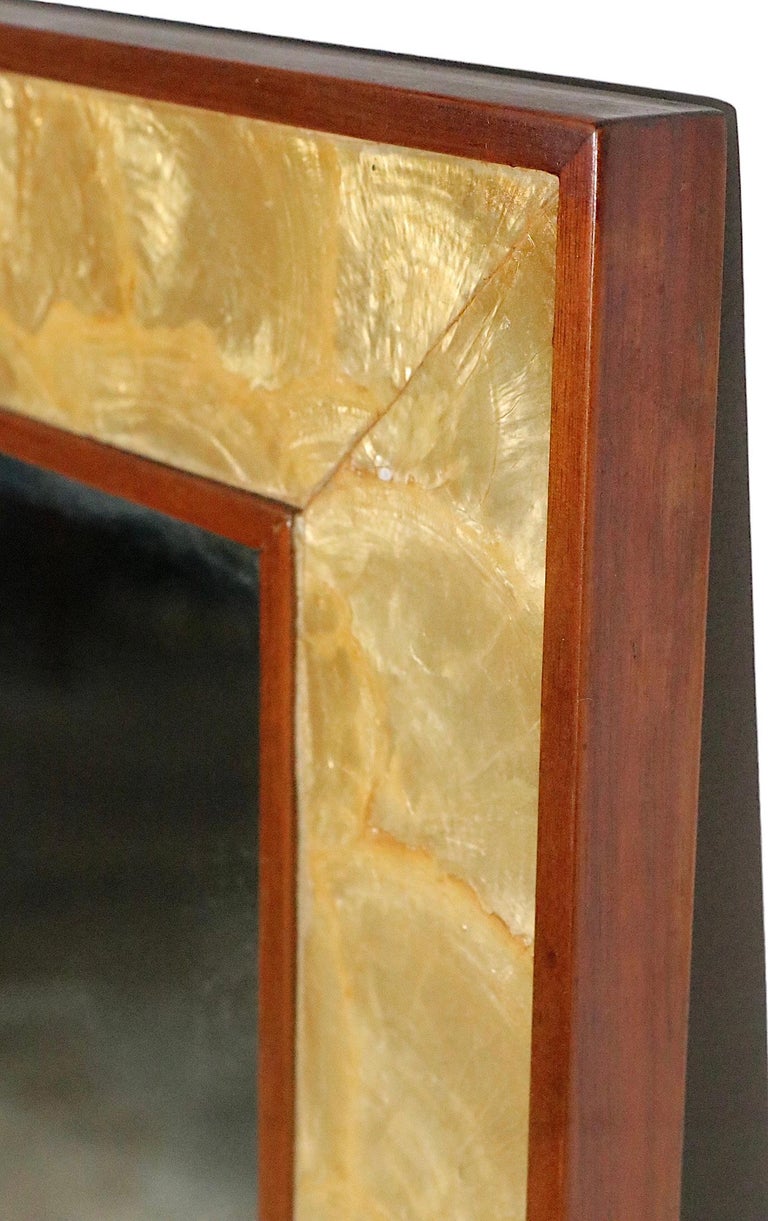 Midcentury Wall Mirror with Walnut and Capiz Shell Frame For Sale at ...
