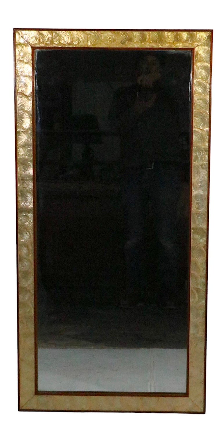 Midcentury Wall Mirror with Walnut and Capiz Shell Frame For Sale at ...