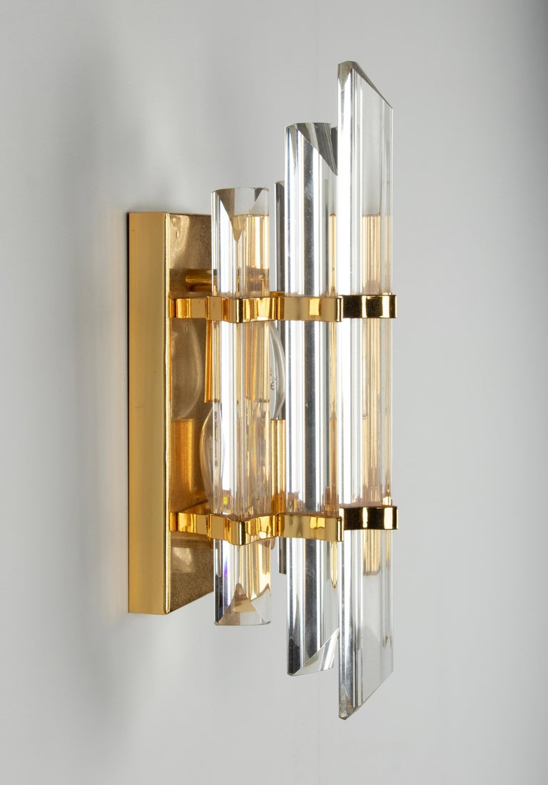 Mid-Century Wall Sconce with Murano Crystal Prism Glass Drops For Sale ...