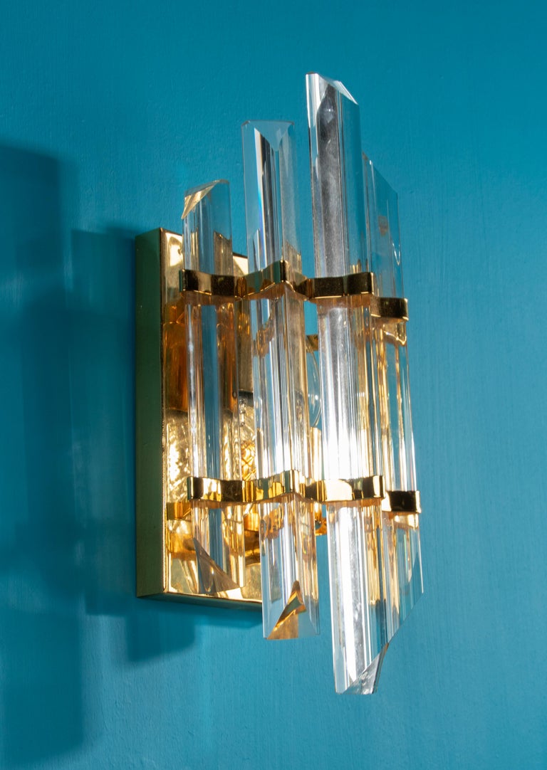 Mid-Century Wall Sconce with Murano Crystal Prism Glass Drops For Sale ...