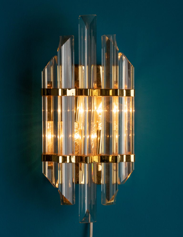 Mid-Century Wall Sconce with Murano Crystal Prism Glass Drops For Sale ...
