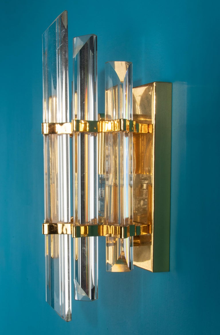 Mid-Century Wall Sconce with Murano Crystal Prism Glass Drops For Sale ...
