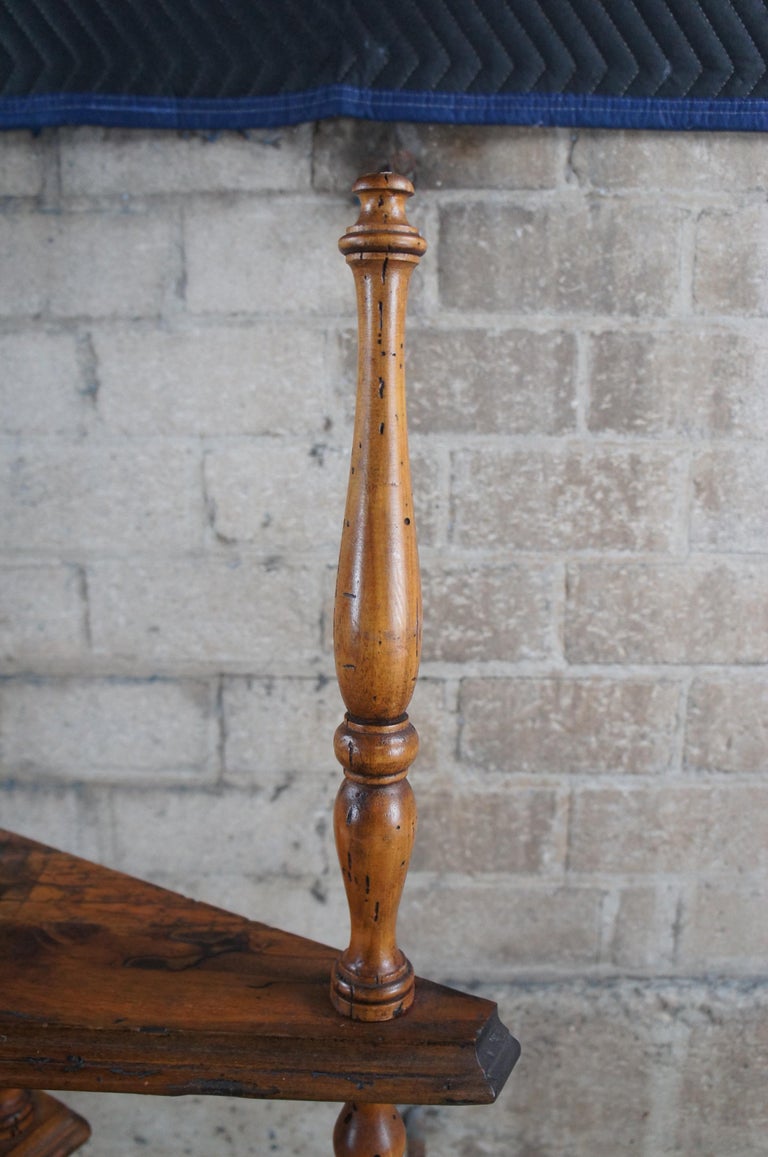 Mid Century Walnut 3 Tier Spiral Library Book Staircase Step Ladder ...