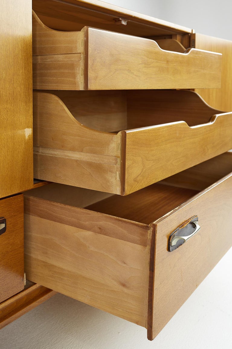 Mid Century Walnut 6 Drawer Lowboy Dresser For Sale at 1stDibs