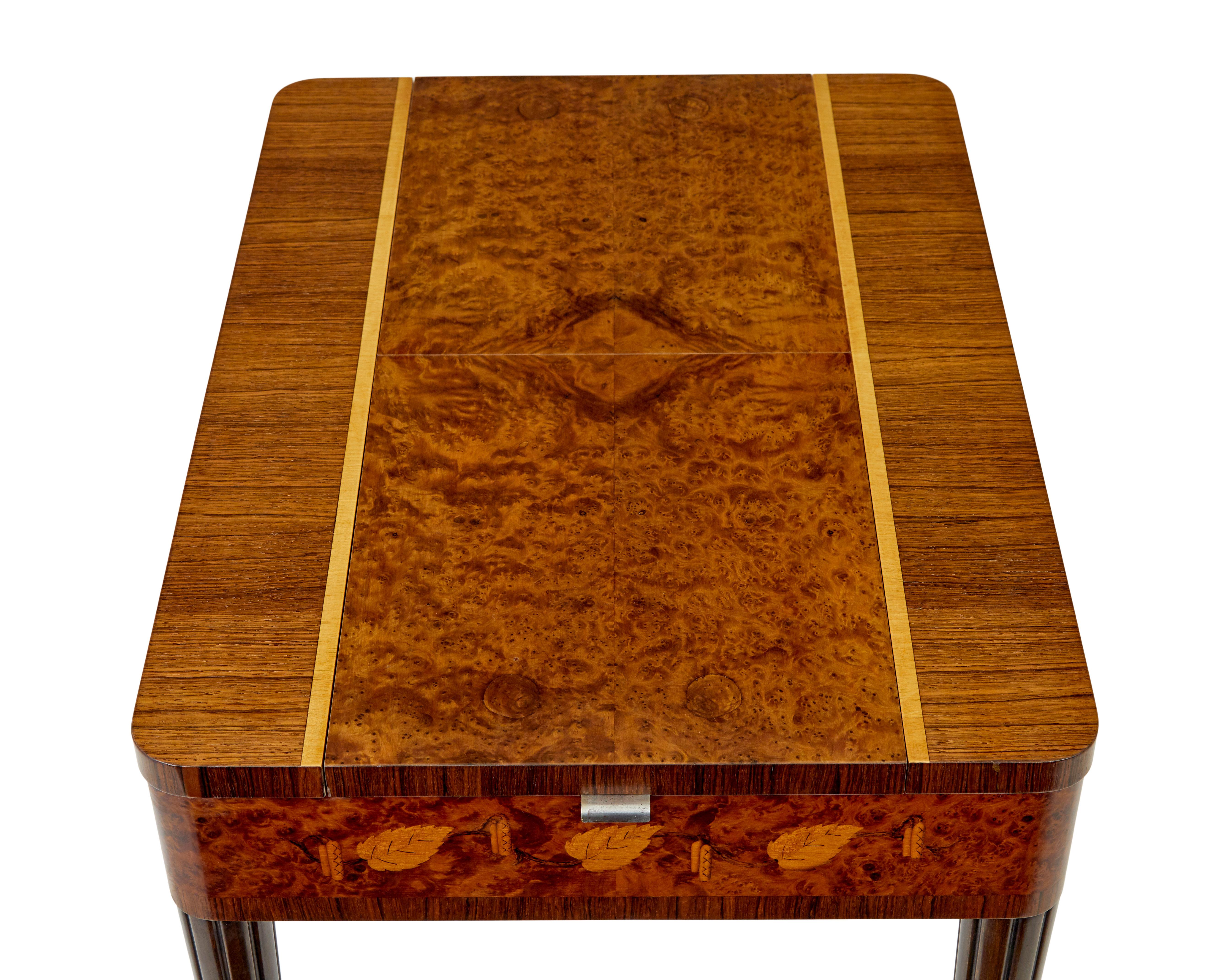 Mid Century walnut and birch inlaid metamorphic work table For Sale at ...