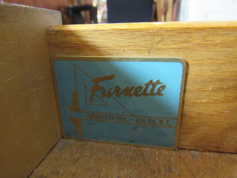 Mid-Century Walnut and Brass Nightstands by Furnette For Sale at 1stDibs