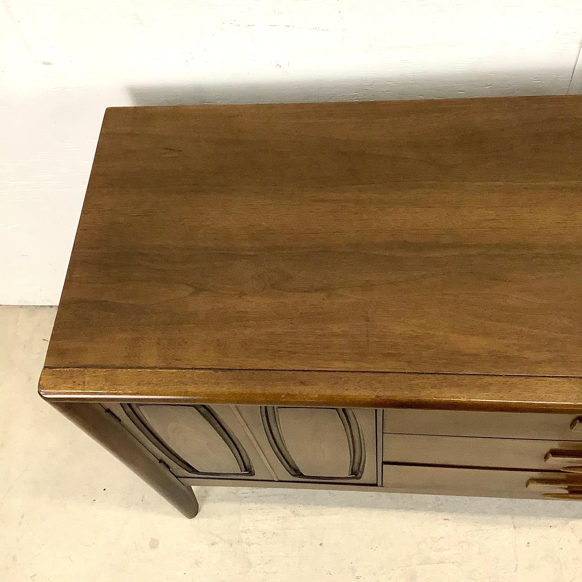 Midcentury Walnut Broyhill Sideboard with Display Cabinet For Sale at ...