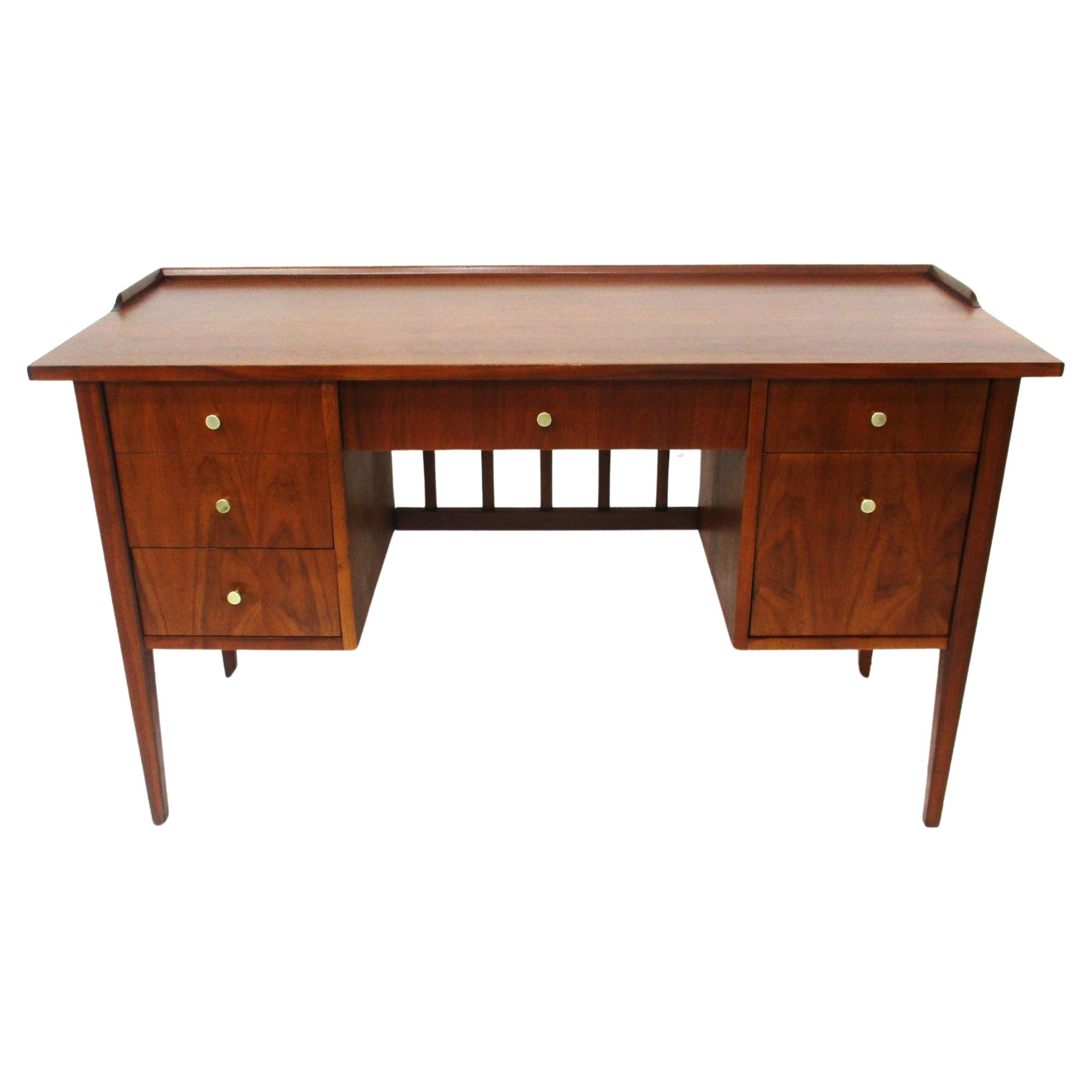 Mid Century Walnut and Steel Wall Unit Bookcase Desk style of Nelson ...