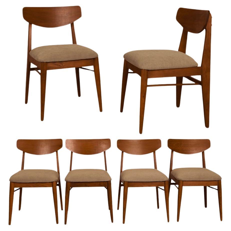 1 of 6 Vintage Mid-Century Dining Chairs in Bourdeaux Upholstery and ...
