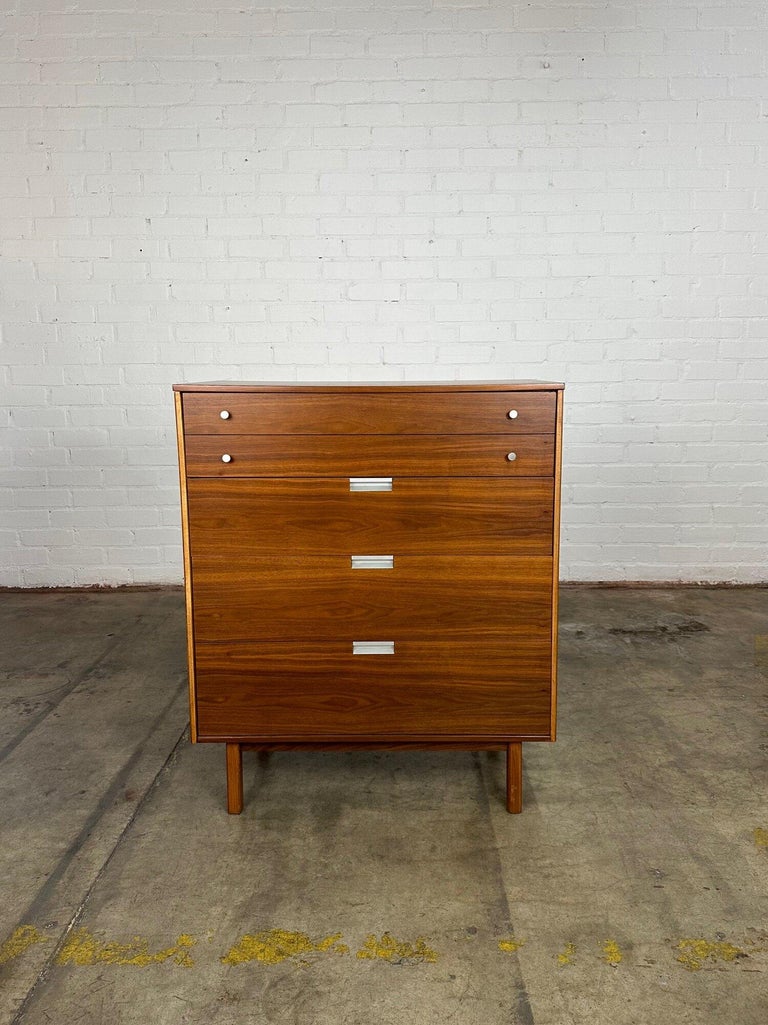 Midcentury Walnut Highboy Bassett For Sale at 1stDibs