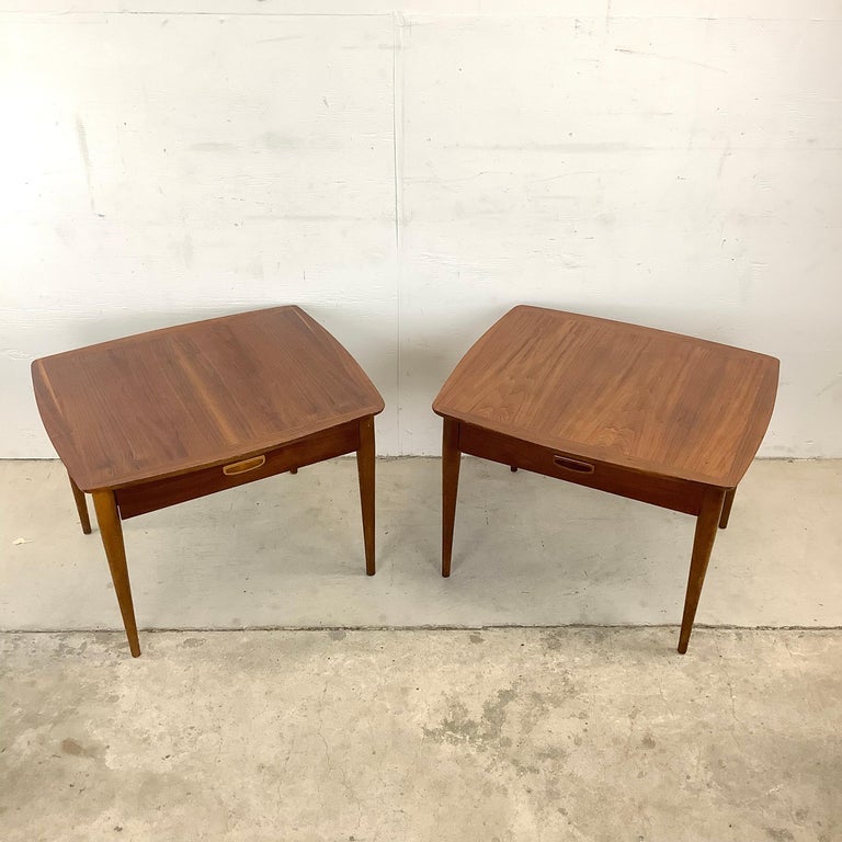 Midcentury Walnut Lamp Tables by Lane, a Pair For Sale at 1stDibs
