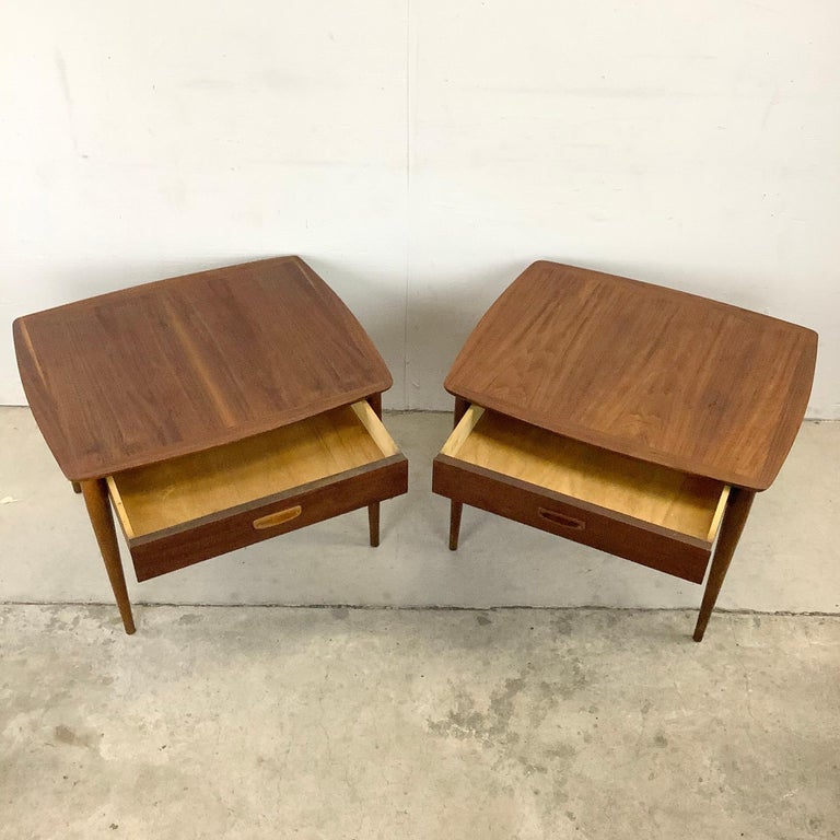 Midcentury Walnut Lamp Tables by Lane, a Pair For Sale at 1stDibs