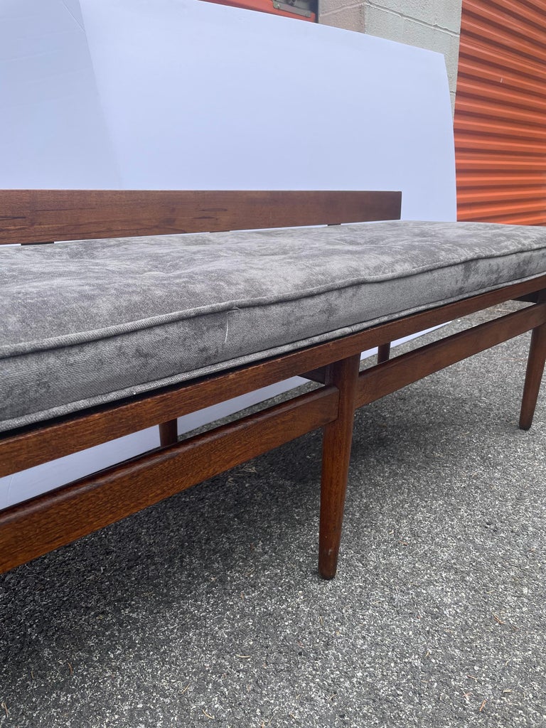 Mid Century Walnut Low Back Bench at 1stDibs