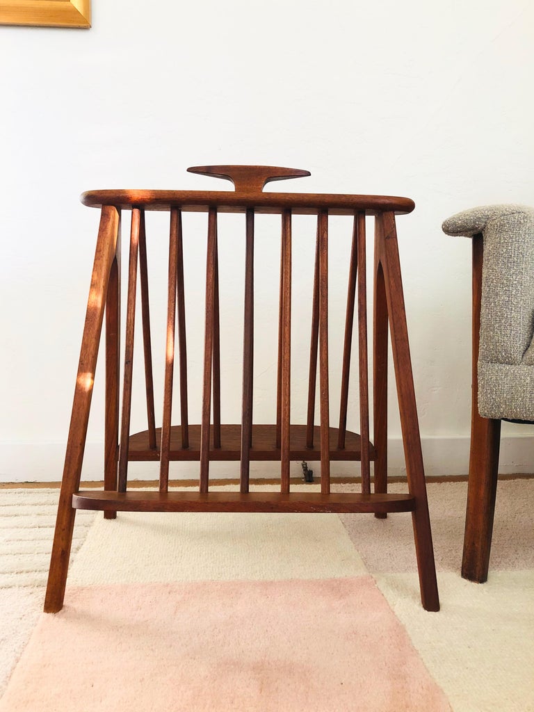 Mid-Century Walnut Magazine Rack by Arthur Umanoff at 1stDibs