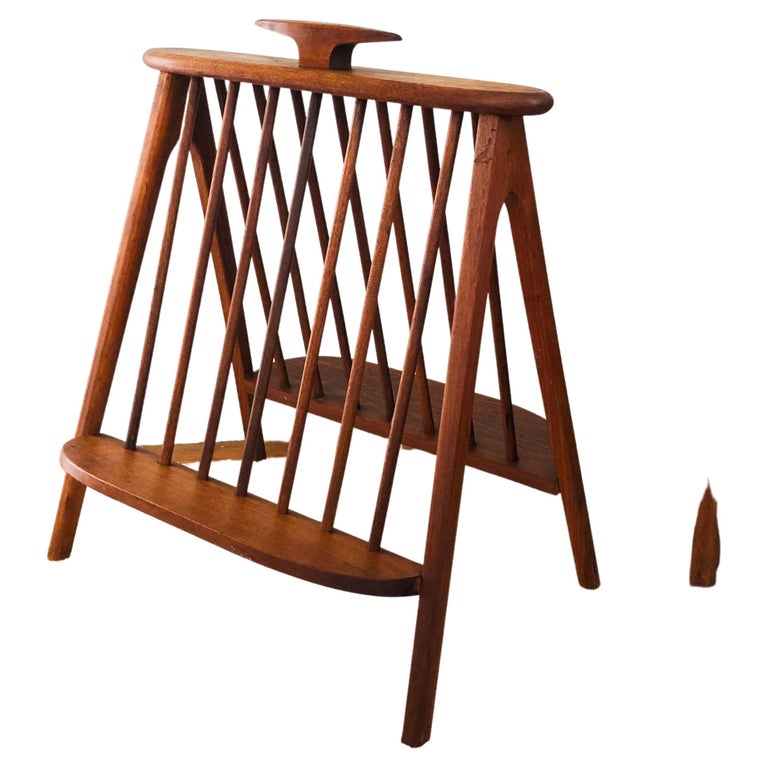 Mid-Century Walnut Magazine Rack by Arthur Umanoff at 1stDibs