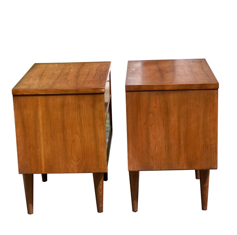 Mid Century Walnut Nightstands by Harmony House at 1stDibs