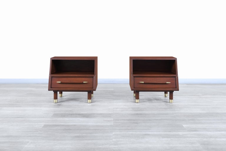 Mid-Century Walnut Nightstands by John Keal for Brown Saltman For Sale ...
