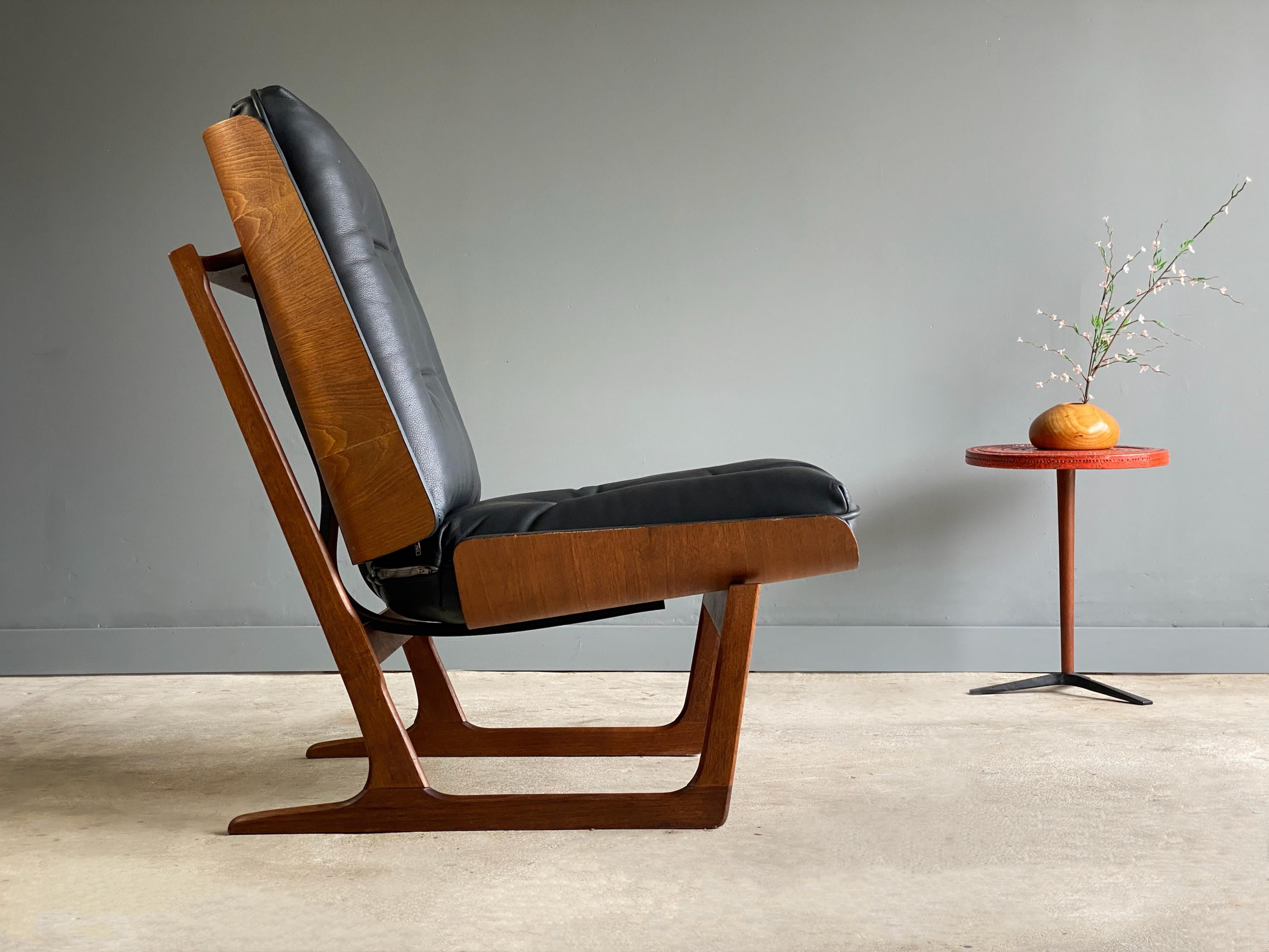 Mid Century Walnut Sled Chair by Deco House at 1stDibs