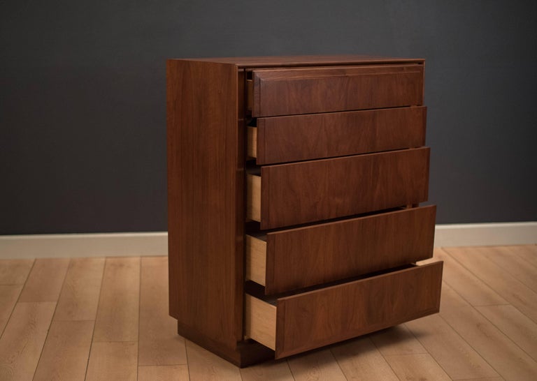 Mid Century Walnut Tall Dresser by Dillingham at 1stDibs