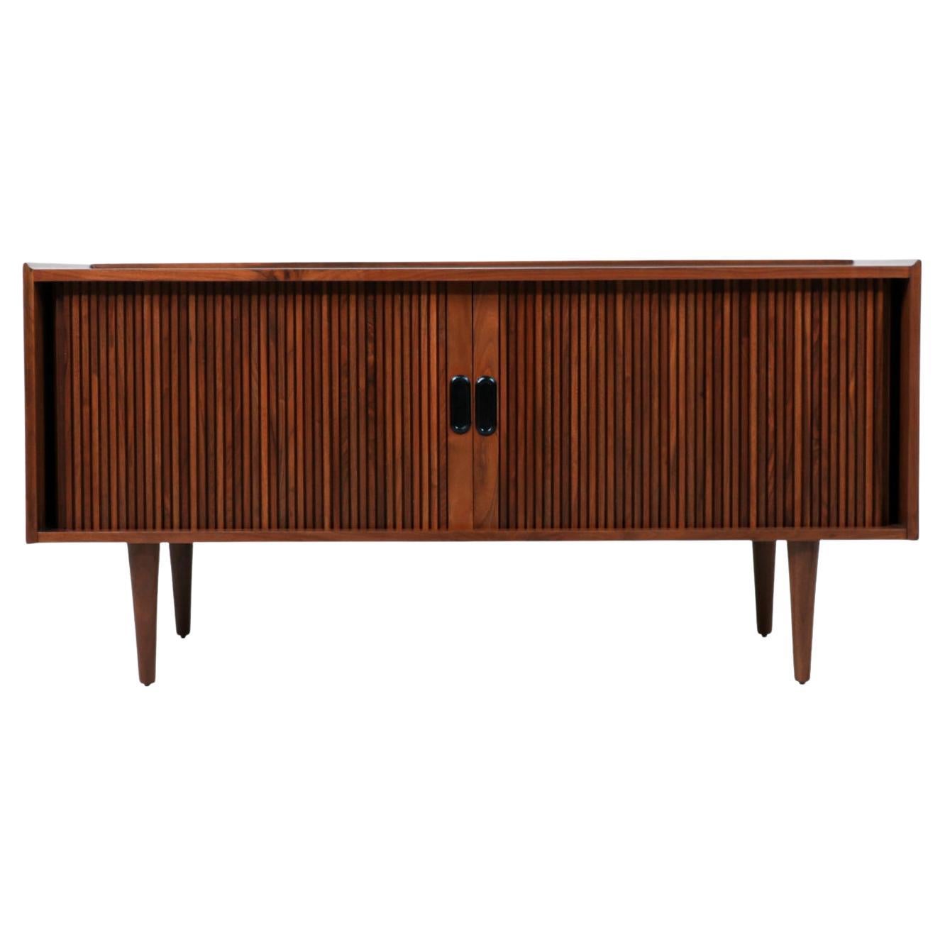 Custom Tambour Door Credenza Floating on Lucite Base by Loft Thirteen ...