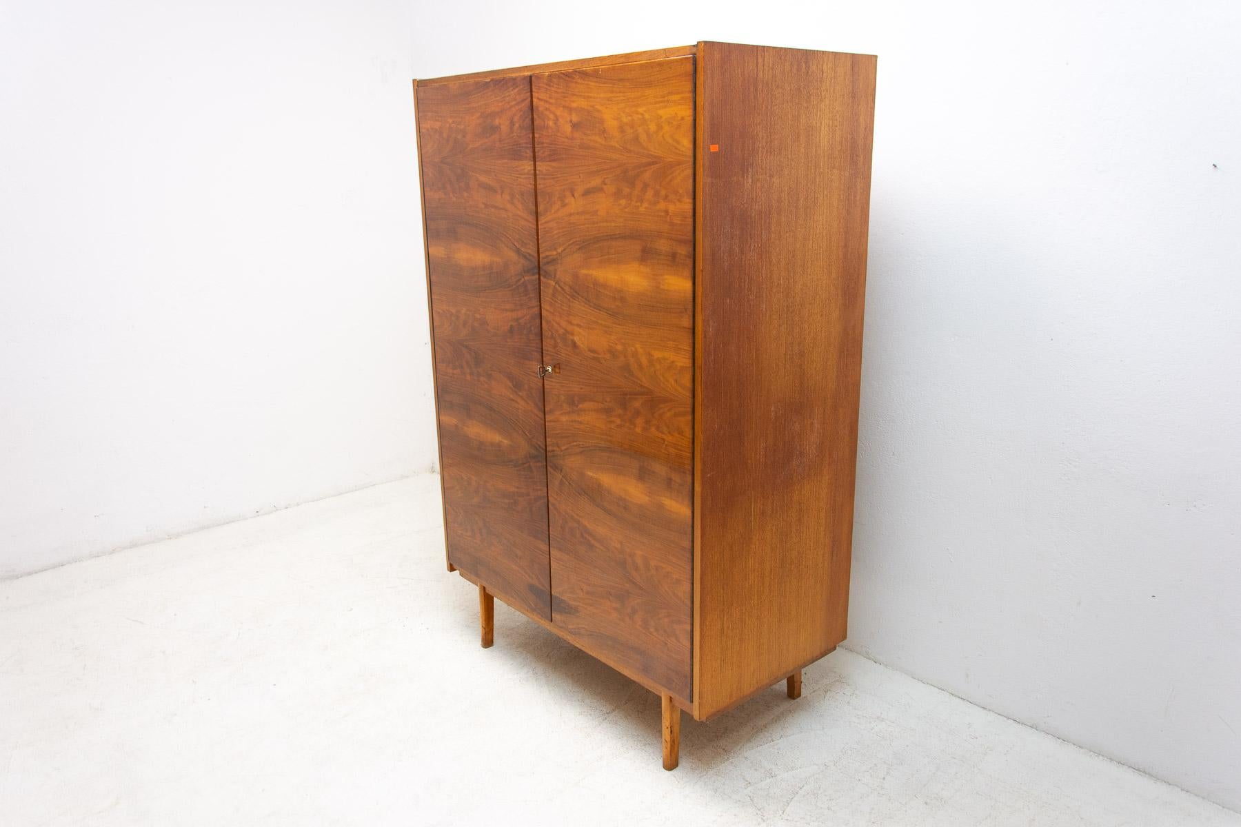 Midcentury Walnut Wardrobe, 1960s, Czechoslovakia For Sale at 1stDibs