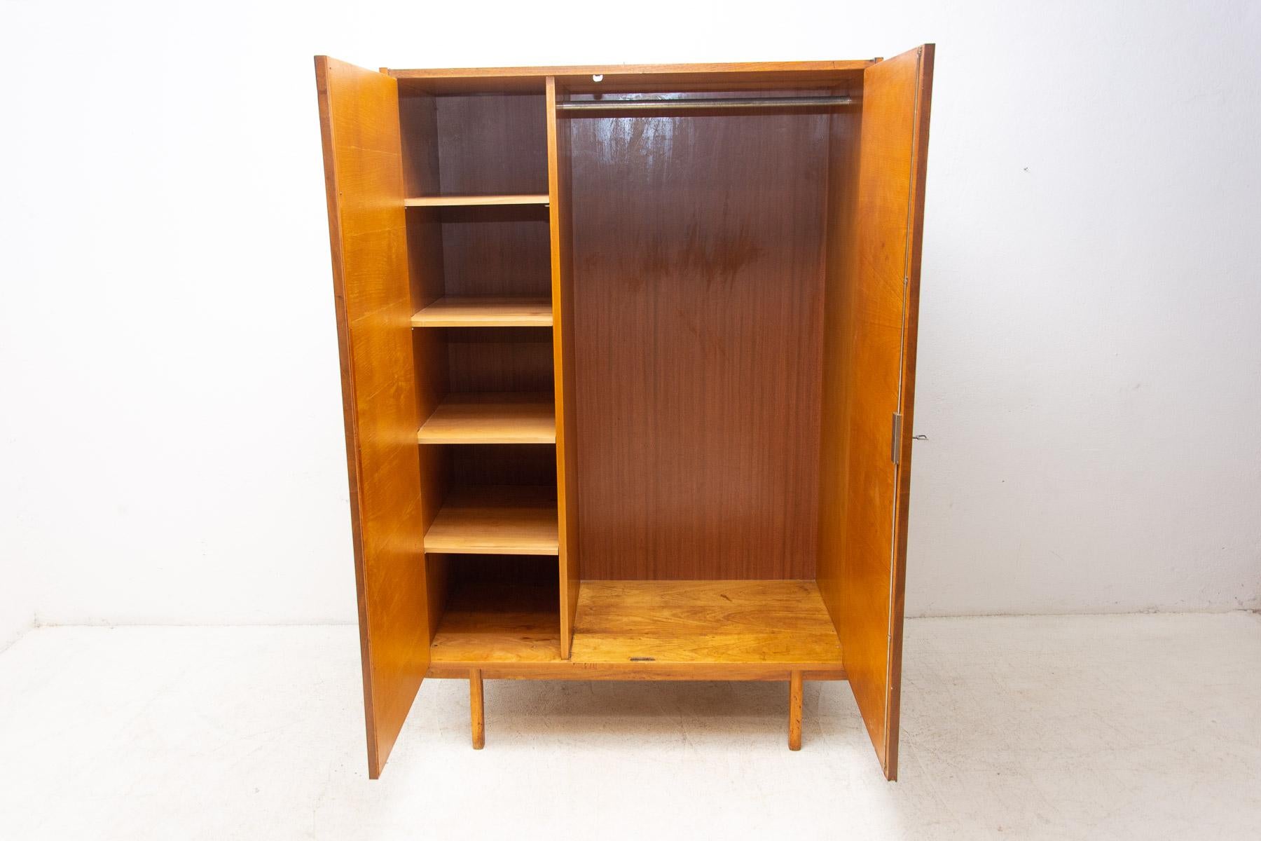 Midcentury Walnut Wardrobe, 1960s, Czechoslovakia For Sale at 1stDibs